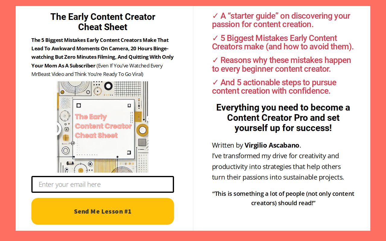 The Early Content Creator Cheat Sheet The Early Content Creator Cheat Sheet